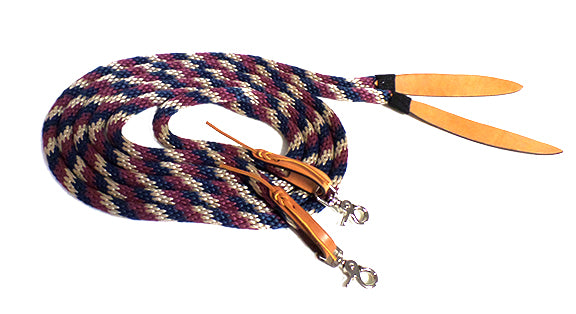 7' Poly Split Reins with Leather Poppers & Snaps – LuckyPony